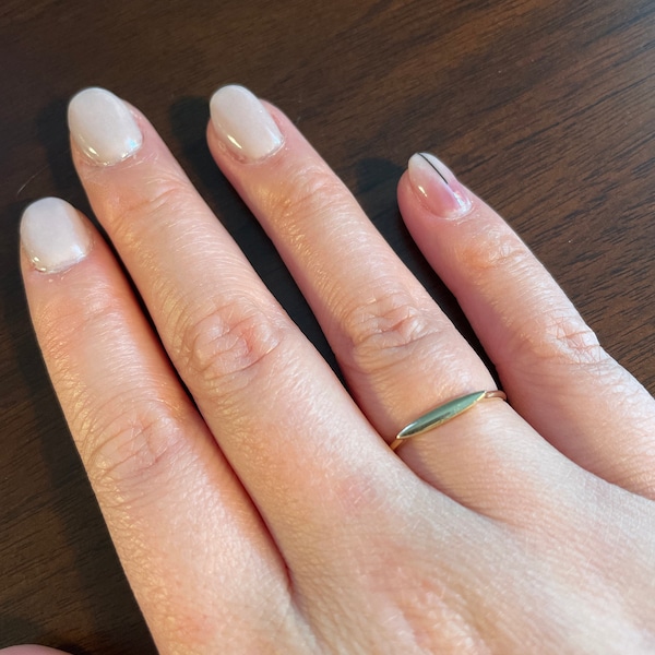 14K Solid Gold Rectangle Bar Ring, Plain Stacking Ring, Thin Gold, Stackable Knuckle Dainty Ring ...