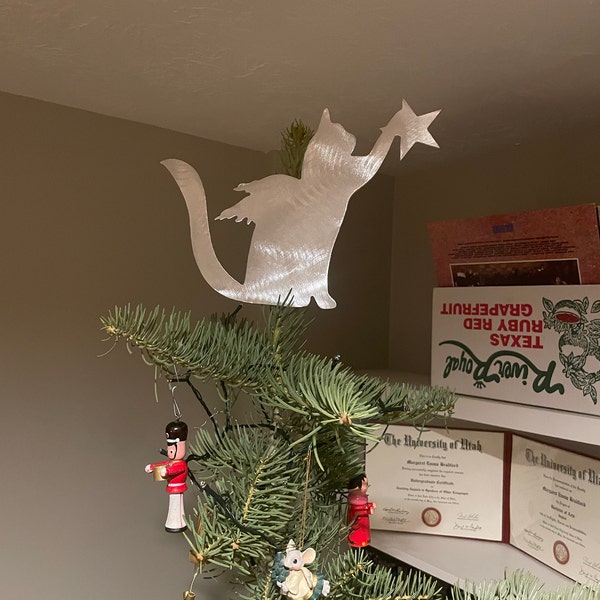 Kitty Cat Angel With Star, Cat Christmas Tree Topper, Pet Memorial ...