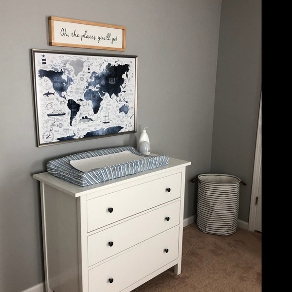 Navy Blue Map for Kids, Nautical Nursery Art, Printable World Map, Boys ...