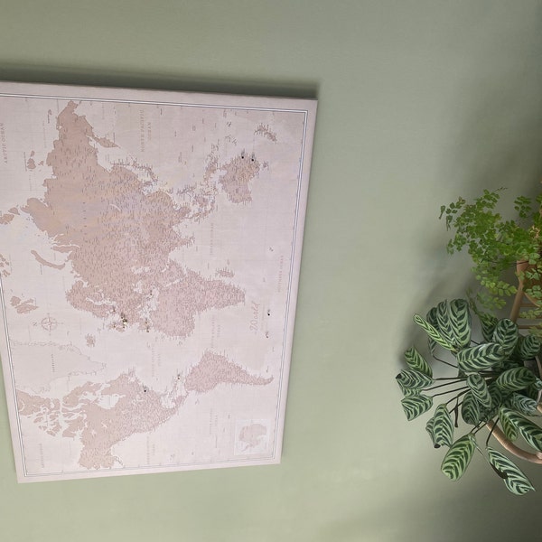 Personalized World Map Push Pin Map Pinboard Cork Canvas Print Gift for ...