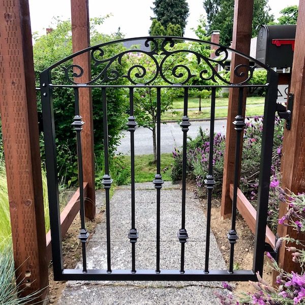 Ornamental Iron Garden Gate Metal Scroll Work Cast Iron Collars - Etsy
