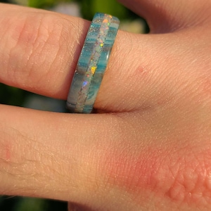 Purple Unicorn Ring With Opal Inlay Purple Ceramic Band, Multi Lavender Opals, Hypoallergenic ...