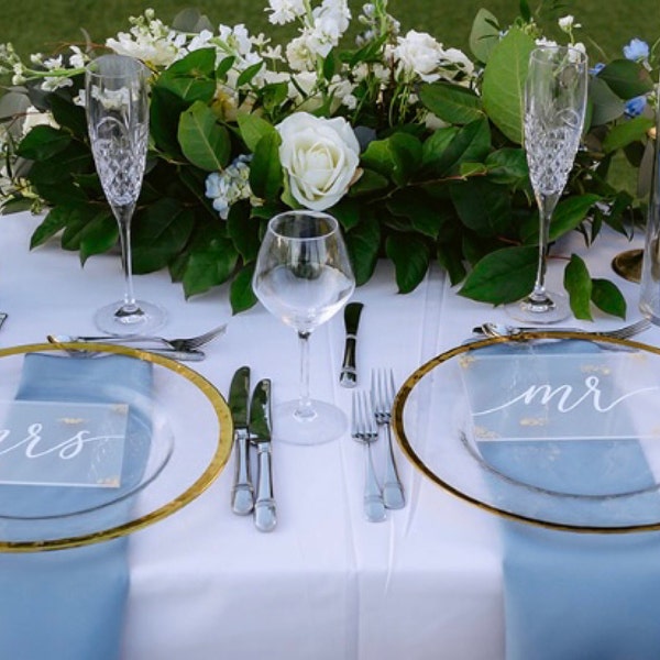 Mr and Mrs Place Cards With Gold Foil | Acrylic Mr and Mrs Table Signs ...