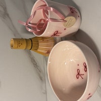 Handmade Ceramic Bows Matcha Set Chawan Pink Matcha Bowl With Bows ...