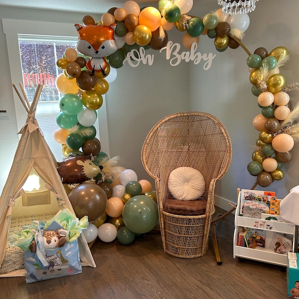 Woodland Animals Balloon Garland Arch Kit, Woodland Themed Sage Green ...