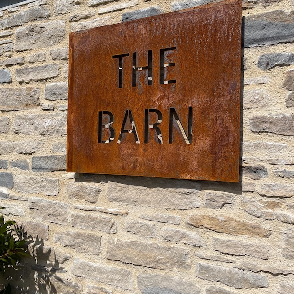 Rust Sign,corten Steel House,corten Sign Outdoor,corten Steel Lit ...
