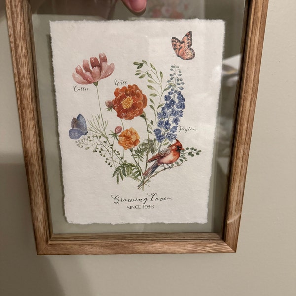 Birth Flower Family Bouquet Custom Digital Print Personalized Gift ...