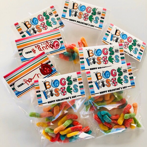 Bugs and Kisses Valentines Bag Topper | Valentines Treat Bag Topper ...
