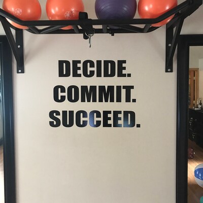 Decide Commit Succeed Wall Decal Sign Gym Quote Poster Fitness Mural ...