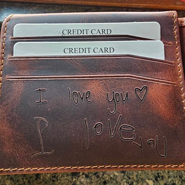 Hebrew, Arabic, Cyrillic Fonts Engraved Wallet, Personalized Genuine ...