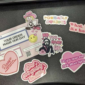 Repeating Heart Sticker, 90s Cartoon Sticker, Y2K Nostalgia, Pink and ...