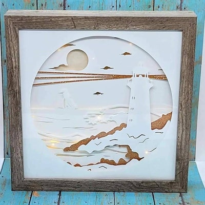 Lighthouse Nautical Sea Beach Scenic Boat Coast Papercutting 3d ...