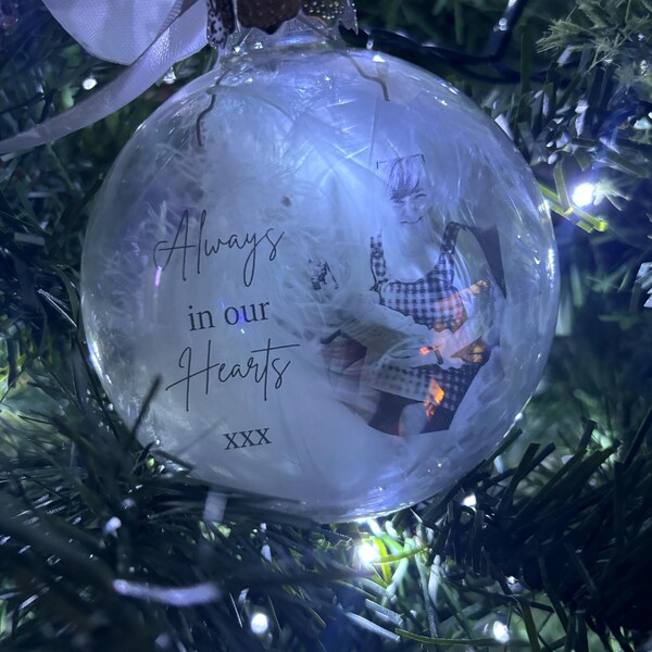 Floating Photo Memorial Memory Bauble, Special Bauble, Personalised ...