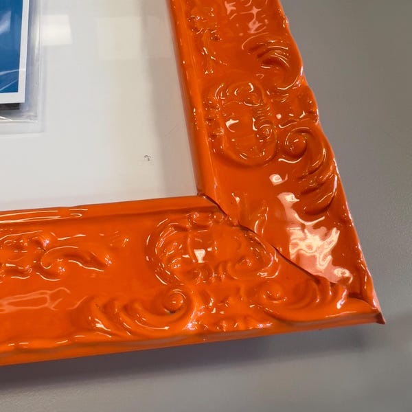 Victorian Glossy Picture Frames Lacquer Ornate Funky Aqua Green Yellow ...