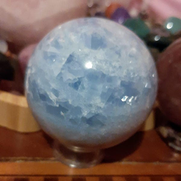 Serene Blue Calcite Spheres. Calm Your Space! Balance Chakras, Enhance ...