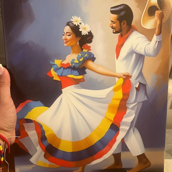 Colombian Cumbia Dancing Couple - Canvas Wall Art - Colombian Art ...