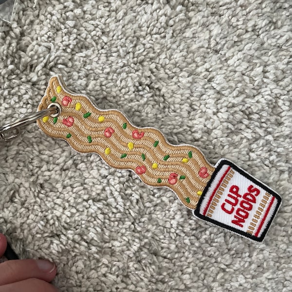 Cup Noodle Embroidered Tag Keychain - Jet Tag Keyring Instant Ramen ...