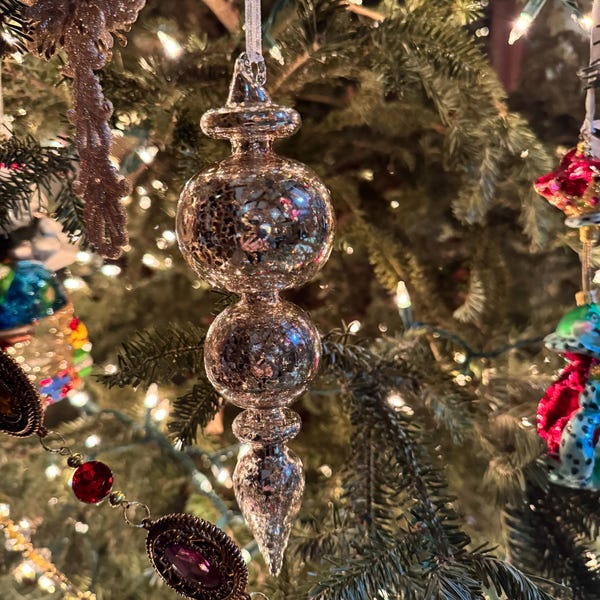 Set of 6 Mercury Glass Finials, Hand Blown Glass Christmas Ornaments - Etsy