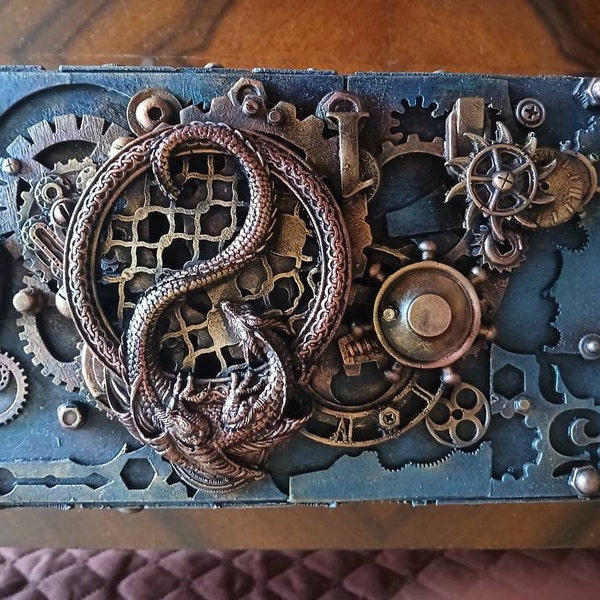 Personalised Steampunk Box, Mixed Media Gift, Customizable Wooden Box ...