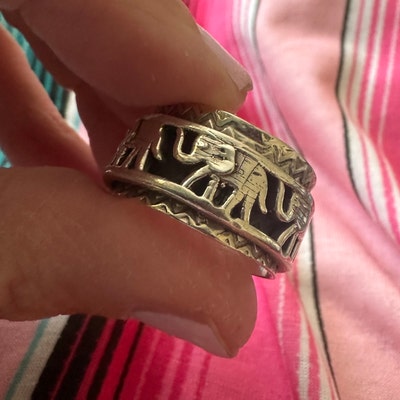 Elephant Silver Solid Spinner Ring Solid 925 Sterling Silver Band Ring ...