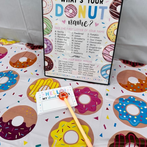 Donut Name Sign Printable, Whats Your Donut Name Game, Girl Donut ...