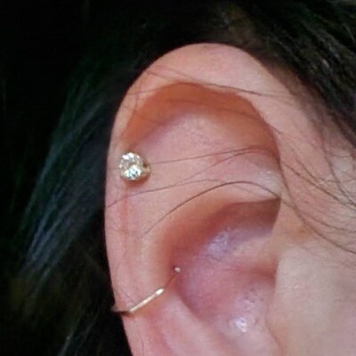 Double Piercing Half Hoop Earrings Minimalist Earrings, Silver Earrings ...