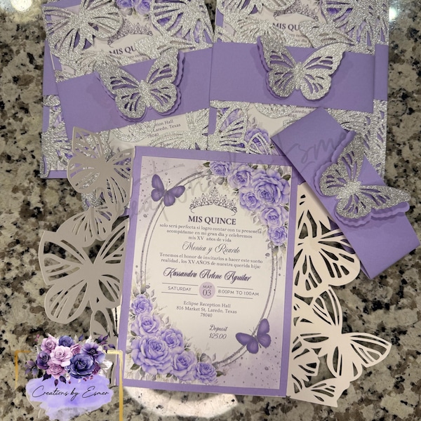 5x7 Butterfly Tri-fold Cricut Wedding Invitation Template, Wedding ...
