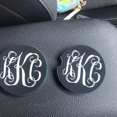 Car Coasters Monogram Car Coasters Set of 2 - Etsy