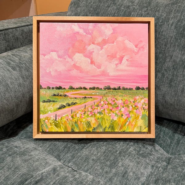 Original Vibrant Country Landscape Painting, Pastel Colors Wall Art - Etsy