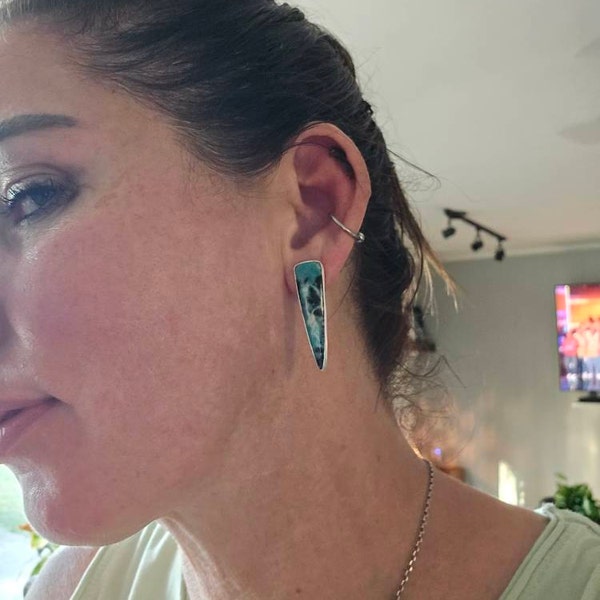 Sodalite and Garnet Earrings, Modern Design, Dangle Style, Stunning ...