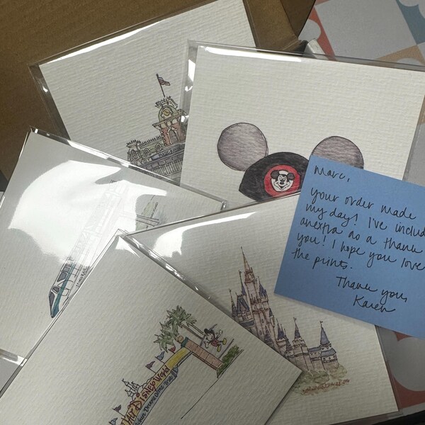 Disney World Miniature Art, Epcot, Hand-painted, Print of Watercolor ...