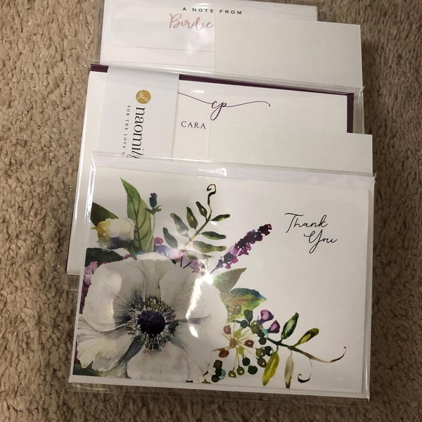 Personalized Stationery Set WINTER WHITE WATERCOLOR Flowers Pretty ...