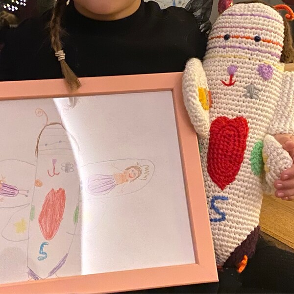 Toy From Kids Drawing Original Gift Crocheted and Stuffed Toy Made to ...