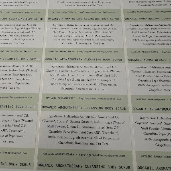 Printed Ingredients Stickers - Custom Ingredients List - Personalised ...