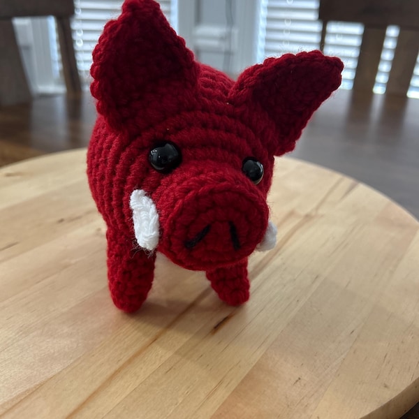 MINI Crochet Stuffed Razorback | Handmade Arkansas Hog Plush | Football ...