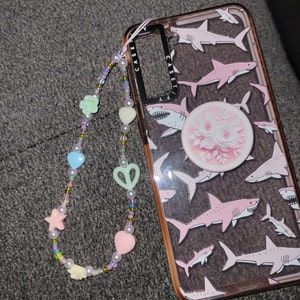 Phone Charm Pastel Phone Charm Pink Beaded Phone Strap - Etsy