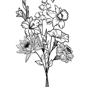 Personalized Fine Line Detailed Ornamental Geometrical Birth Flower ...