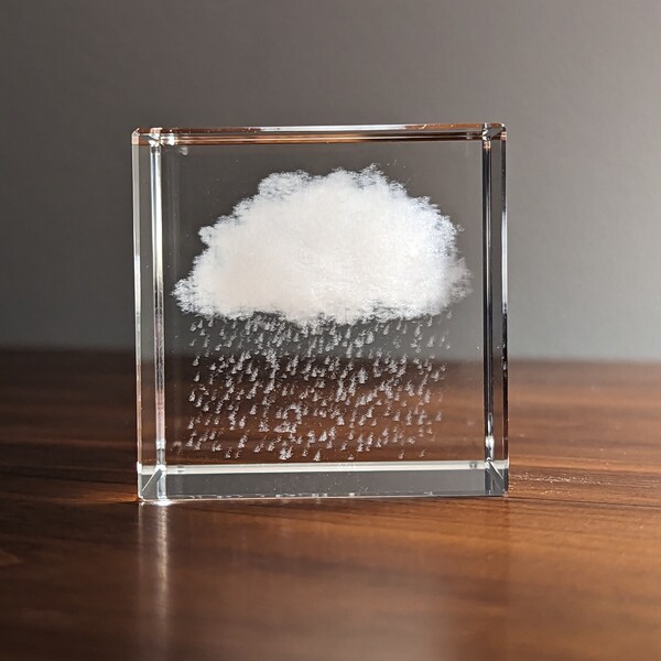 Crystal Cloud Rain Cube, Wolke, Sky, Rain, Cloud Sculpture, Paperweight ...