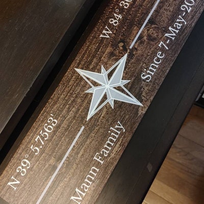 GPS Coordinates Sign, Custom Wood Sign, Wood Wall Art, Latitude and ...