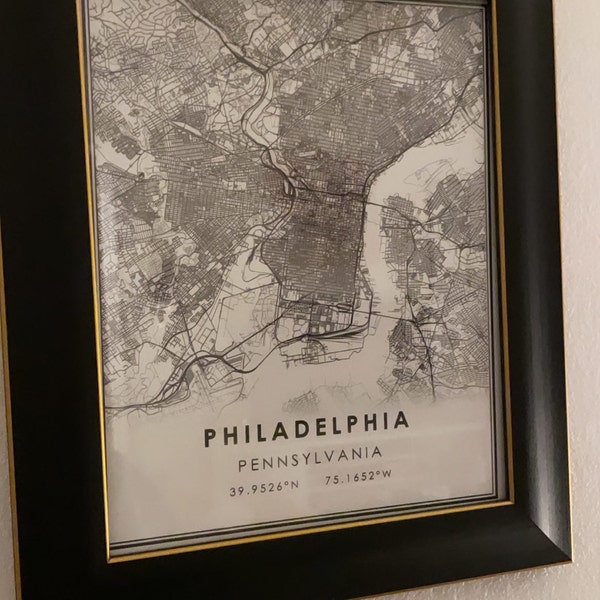 Philadelphia Map Print Poster Canvas | Pennsylvania Map Print Poster ...