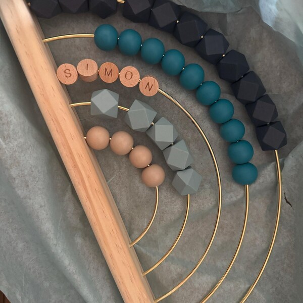 4 Ring-personalized Rainbow Abacus, Nursery Decor Bohemian, Abacus ...