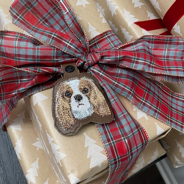 Realistic Pug Keychain: Embroidered Faux Leather Key Fob or Bag Charm ...