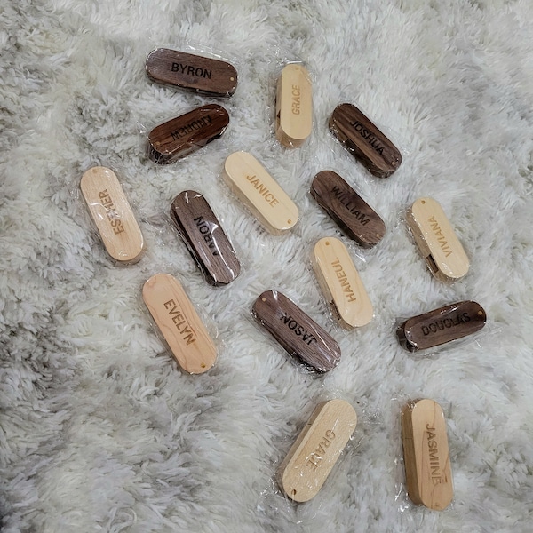 Wooden USB Stick. Wood USB Flash Drive Engraved With Logo or Text ...