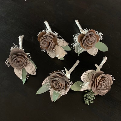 Wooden Boutonniere, Grooms Flower, Pin on Sola Wood Flower, Rose Gold ...