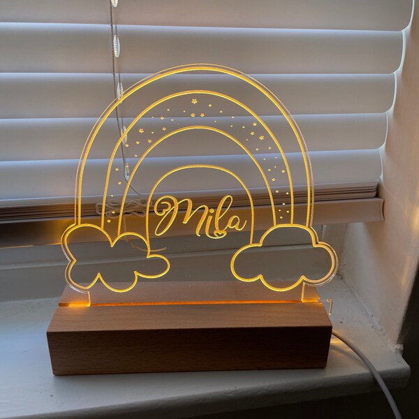 Personalized Night Light, Baby Birth Gift, Nursery Light, Fairy Tale ...