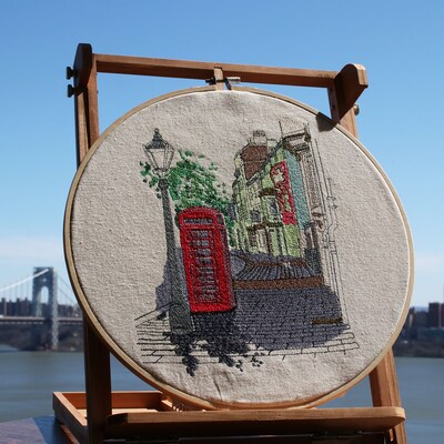 Street of London Machine Embroidery Design Files of Embroidery Painting ...