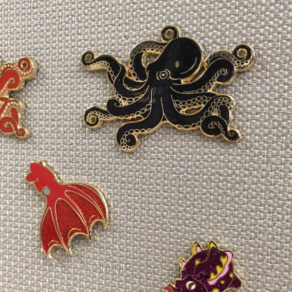 Octopus Pin - Midnight Glitter - Etsy