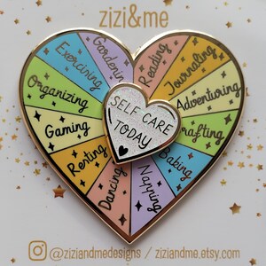Beautiful Hard Enamel Spinning Heart Pin With a Self Care Message ...