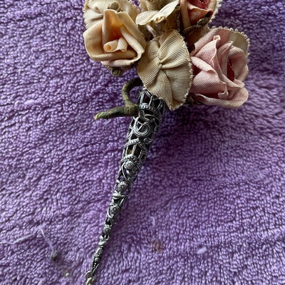 13154 Large Tussie Mussie Victorian Holder Jewelry Finding Matte Silver ...