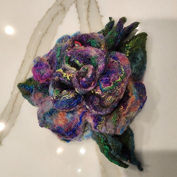 Hand Made Wool Orange Rose Flower Handmade Rose Wet Felt Rose Vegan ...